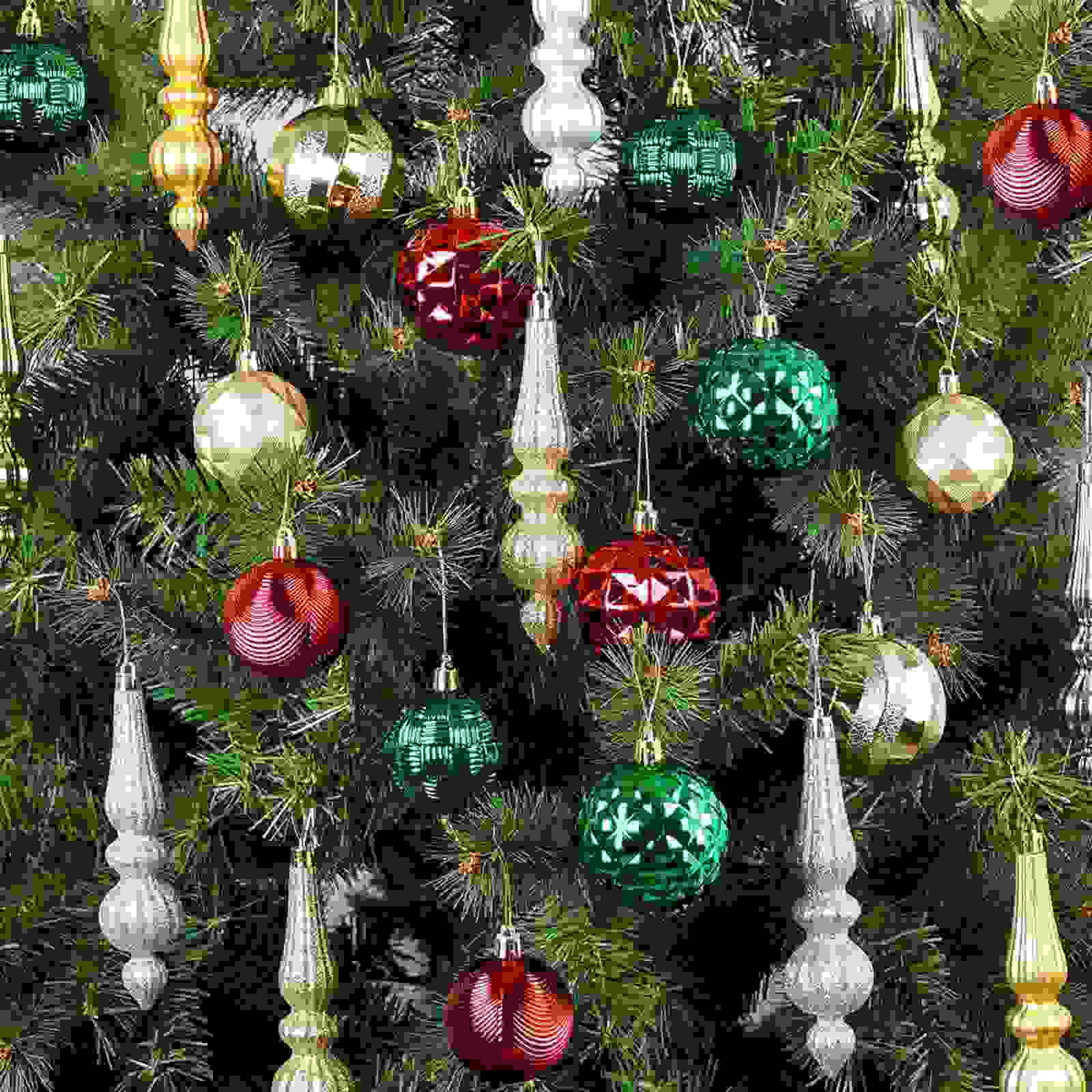 Christmas Balls Xmas Tree Ornaments 6PCS Red/Gold/Silver Shatterproof ...
