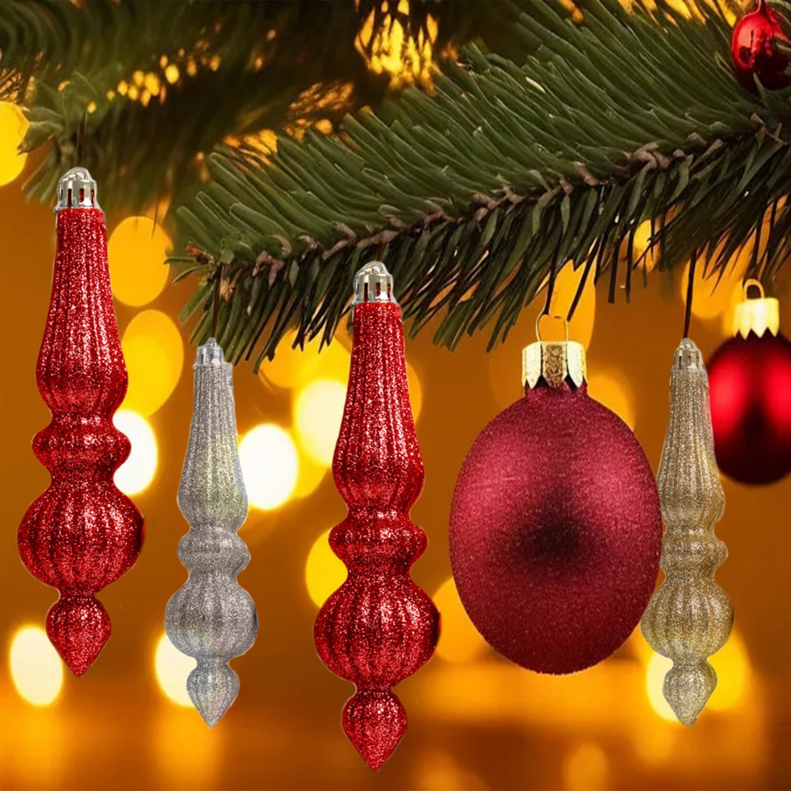 Christmas Balls Xmas Tree Ornaments 6PCS Red/Gold/Silver Shatterproof ...