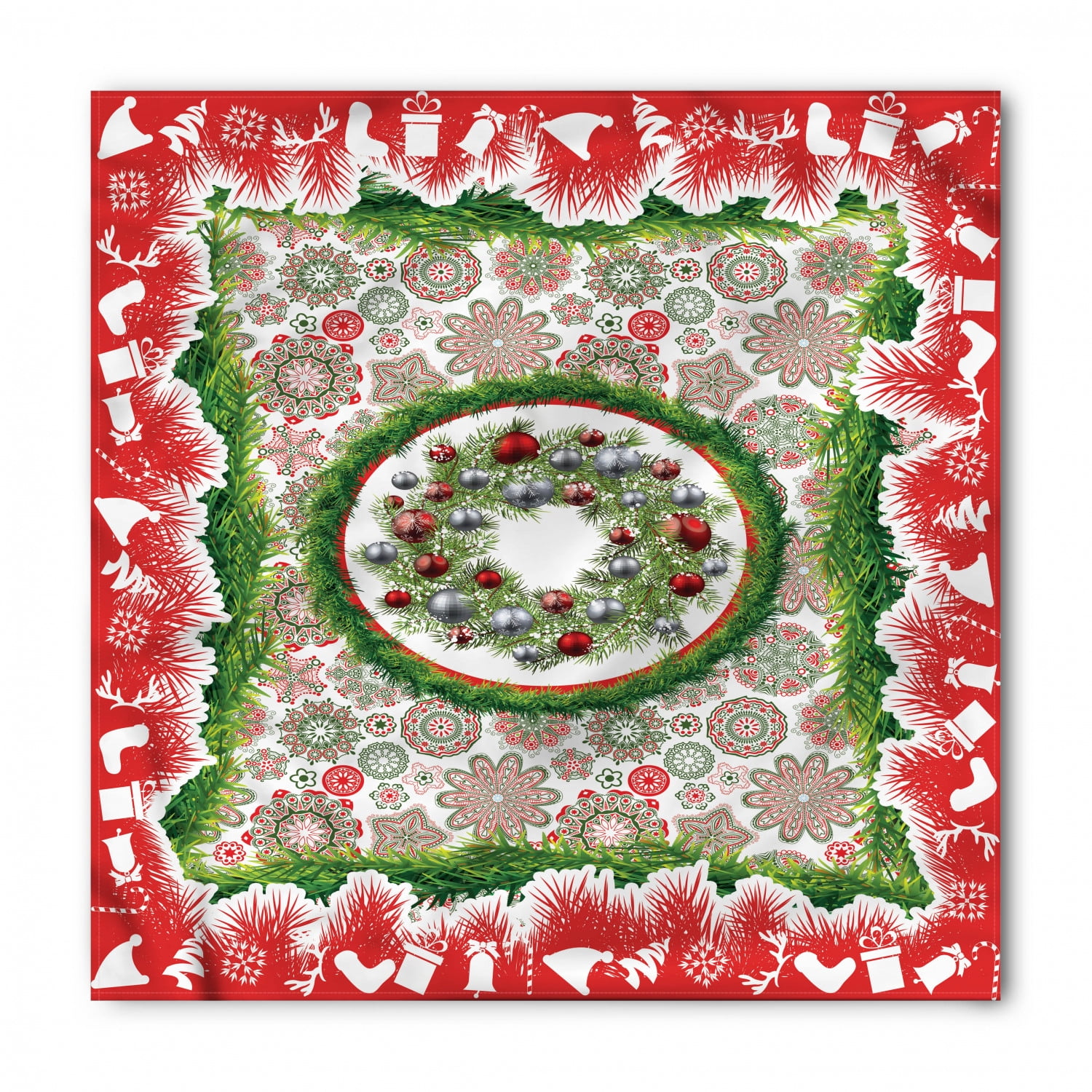 Christmas Bandana, Fir Wreath Ornaments, Unisex Head and Neck Tie, by ...