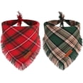 Christmas Bandanas with Tassels Edges, Stylish Red Plaid Scarf Bib ...