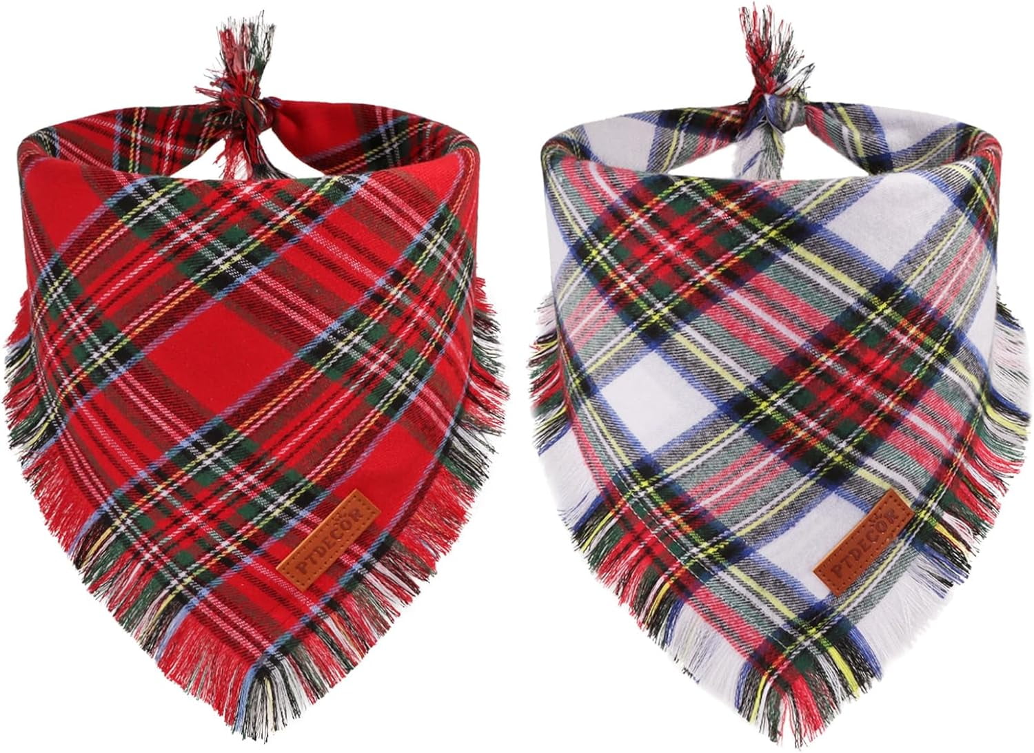 Christmas Bandanas with Tassels Edges, Stylish Red White Plaid Scarf ...