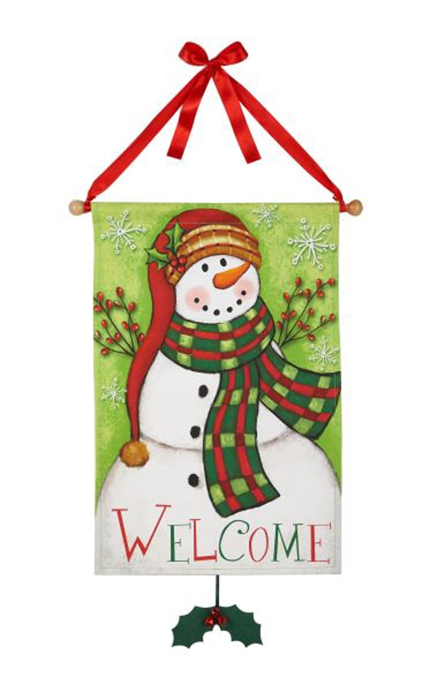 Christmas Banner Snowman Holiday Welcome Garden Flag w/ Rod By Ganz ...