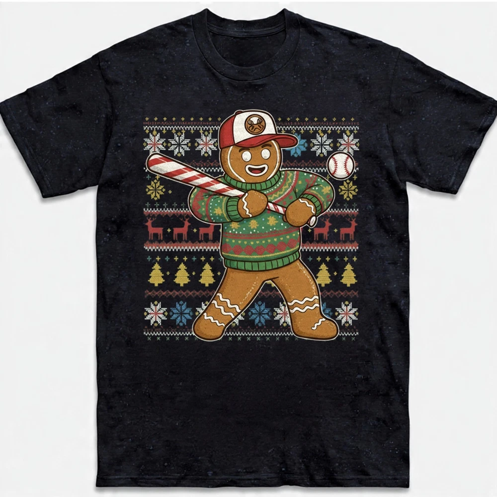 Christmas Baseball Gingerbread Man Ugly Sweater Holiday Gift Unisex T ...