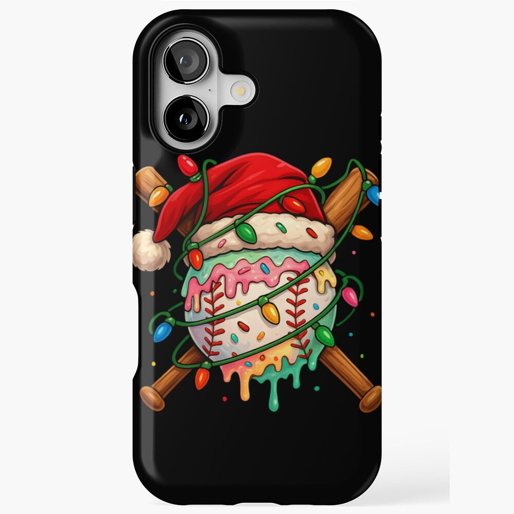 Christmas Baseball Player Ice Cream Art Phone Case for iPhone 17 16 15 ...