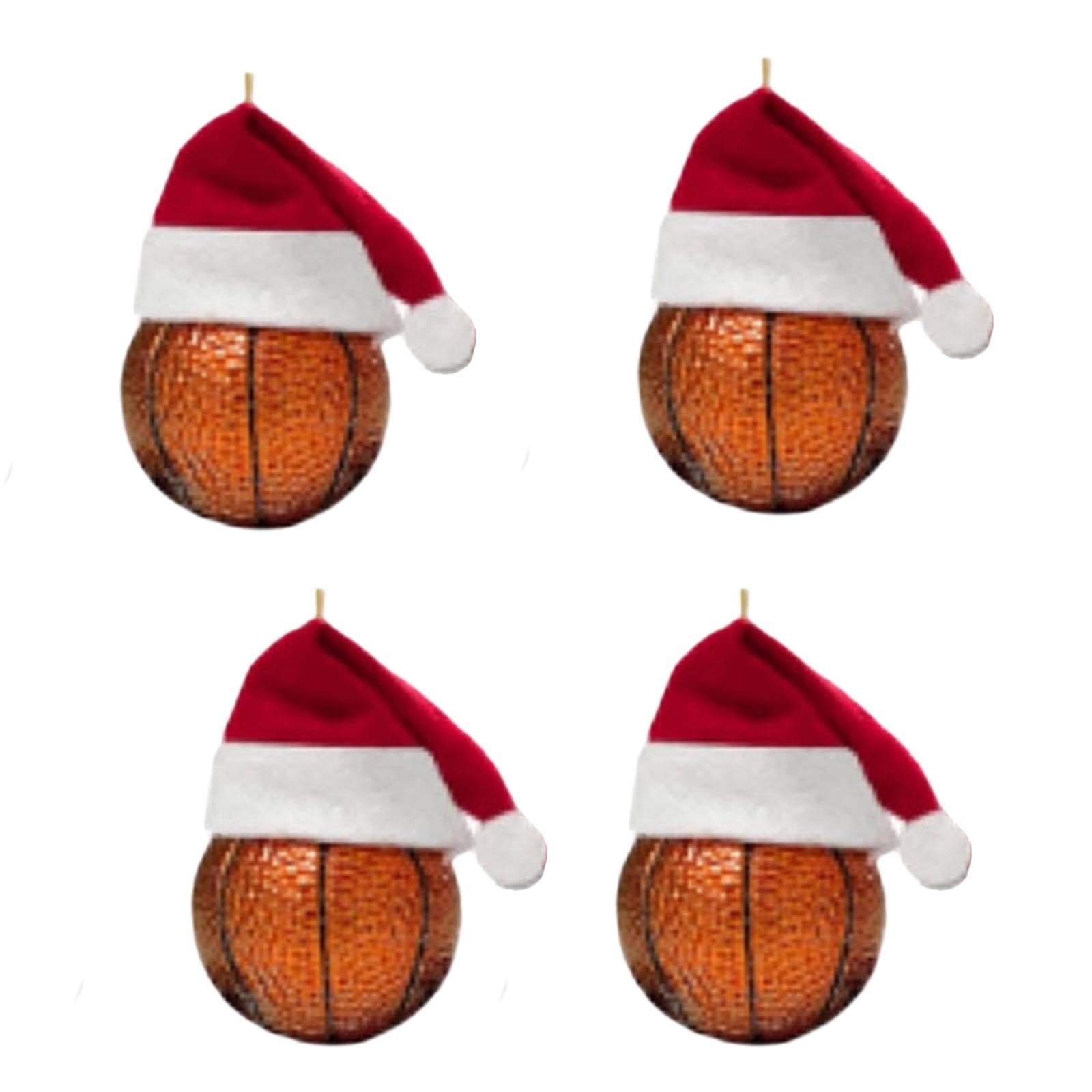 Christmas Basketball Pendant with Red Santa Hat, Christmas Ball ...