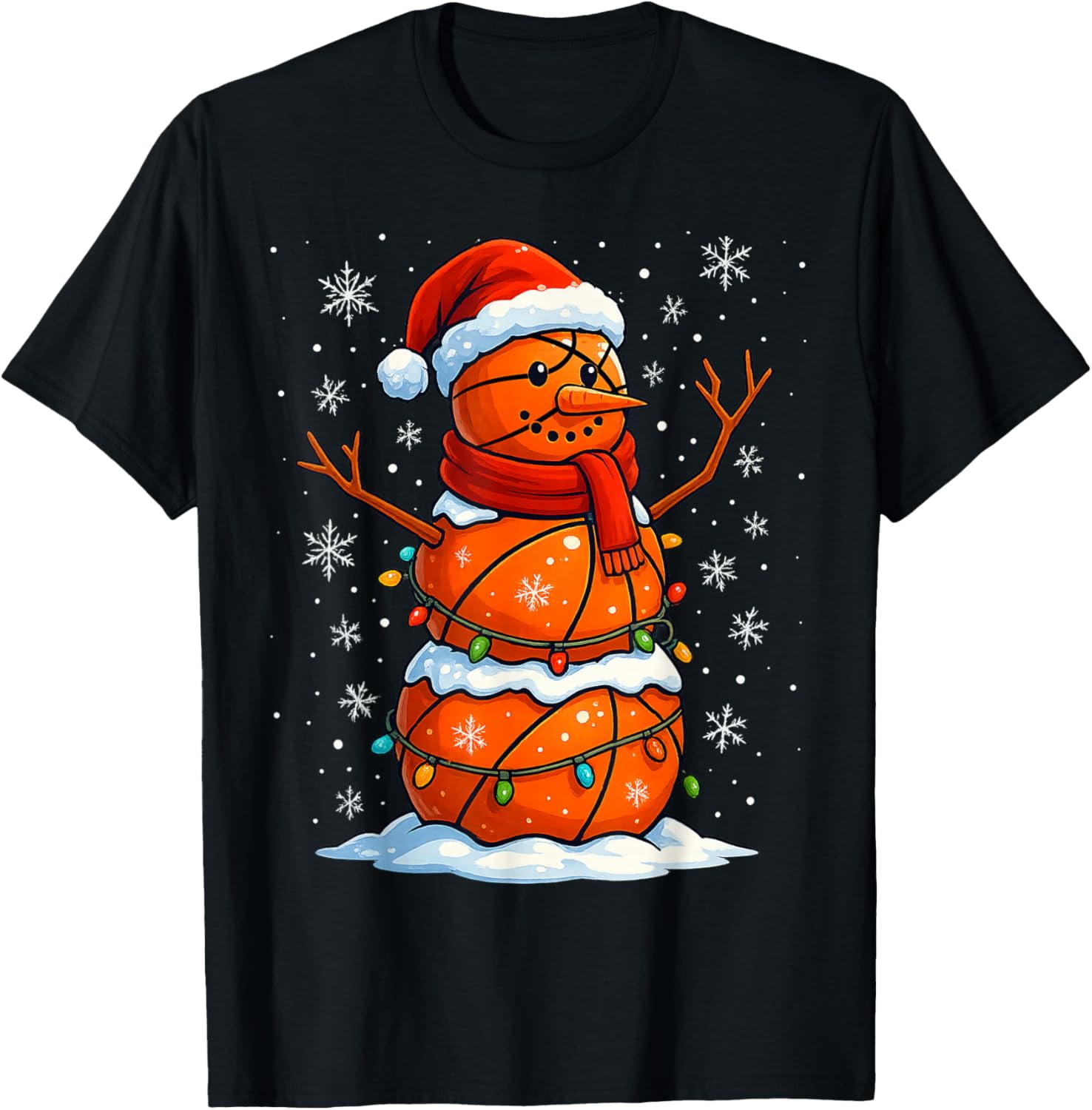 Christmas Basketball Snowman Holiday Sports Xmas Pajamas T-Shirt ...