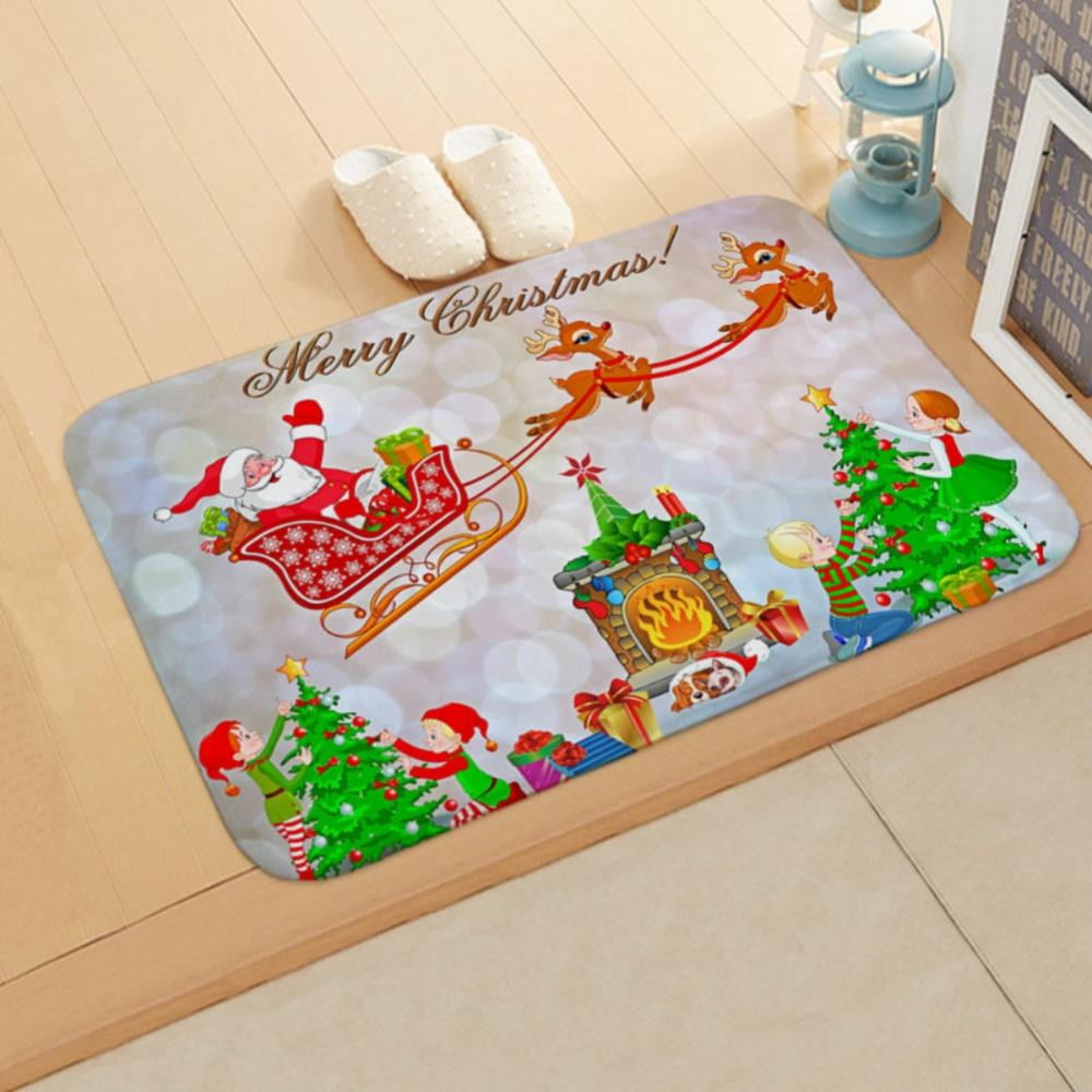 Christmas Bath Mat,Non Slip Soft Flannel Bathroom Rugs Absorbent ...