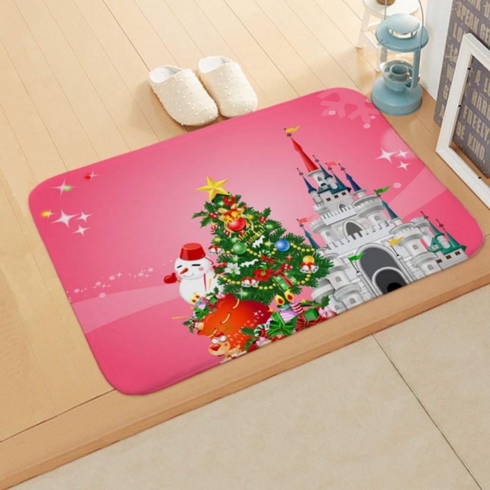 Christmas Bath Mat,Non Slip Soft Flannel Bathroom Rugs Absorbent ...
