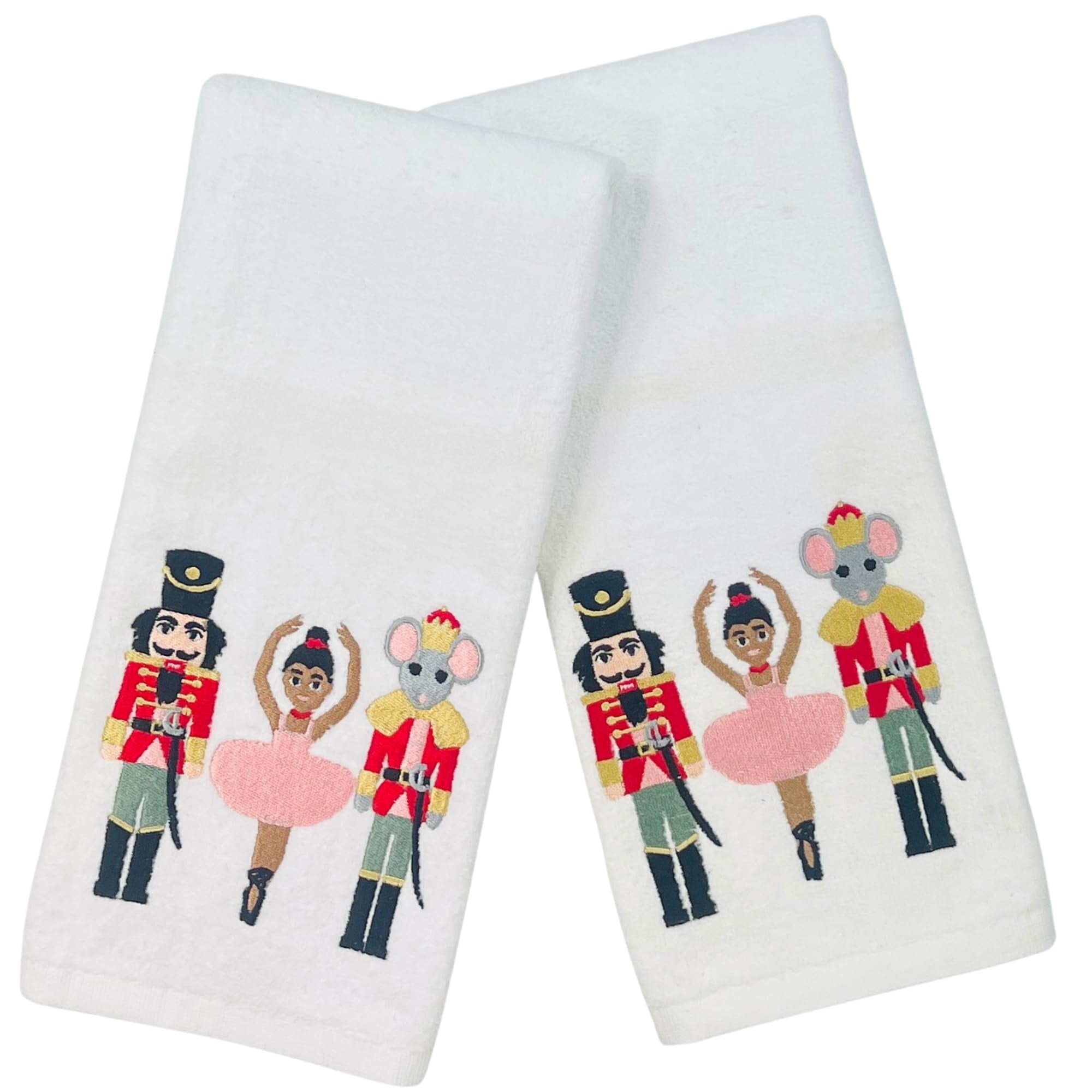 Serafina Home Christmas Bathroom Hand Towels – Set of 2 White 100% ...