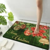 Christmas Bathroom Rug,Buffalo Plaid Poinsettia Merry Christmas Bath ...
