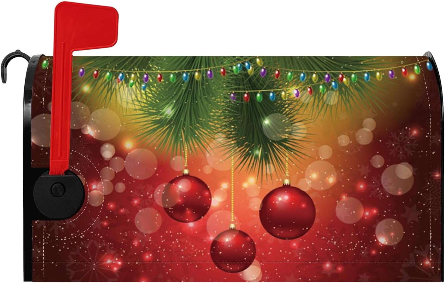 Christmas Bauble Mailbox Cover Red Bauble Christmas Tree Decorative ...