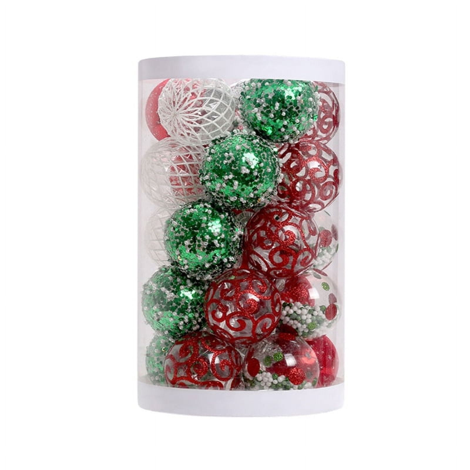 Christmas Baubles 25pcs/box Red Green White Baubles Box Package ...
