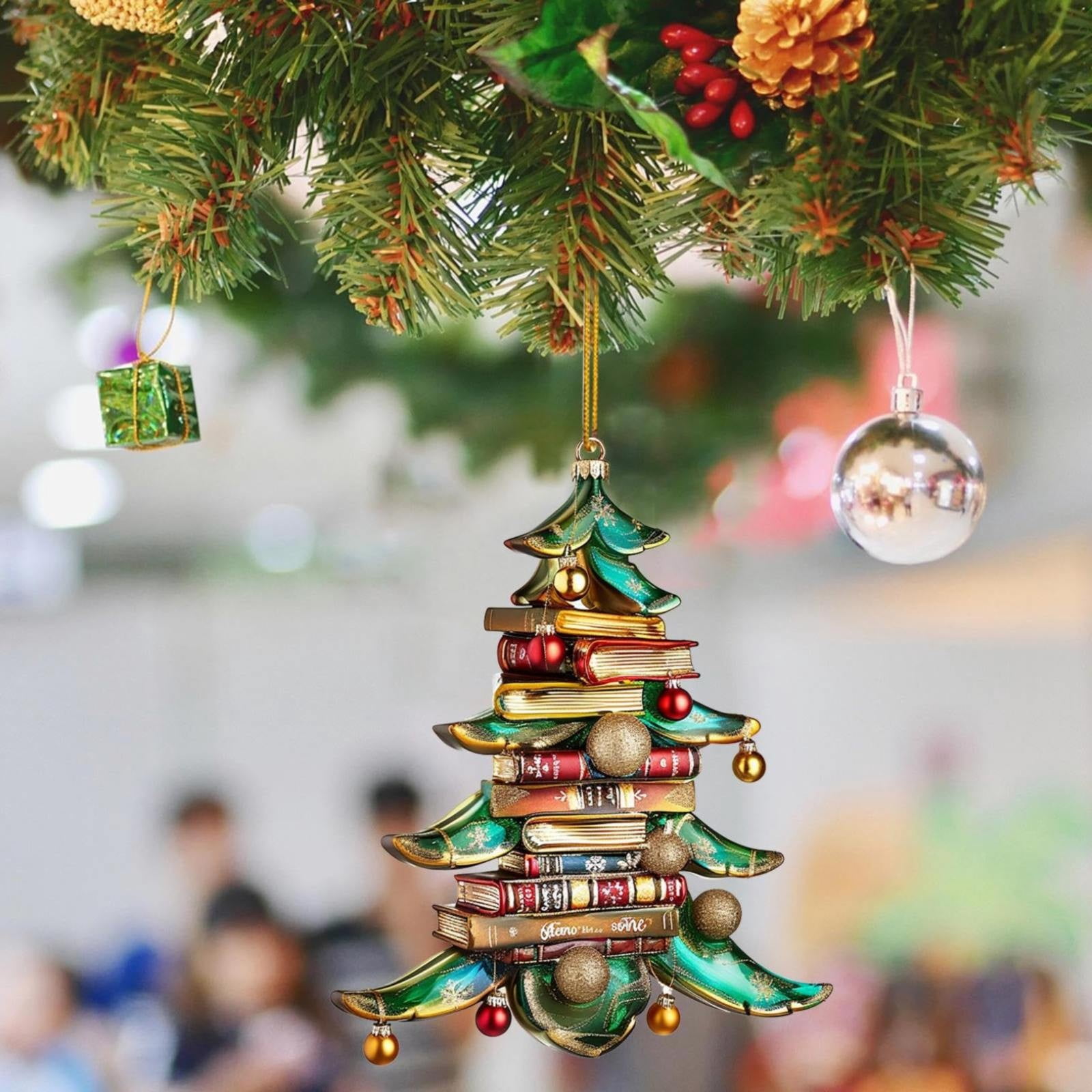 Christmas Baubles Christmas Hanging Ornament Xmas Tree Shape Bookshelf ...