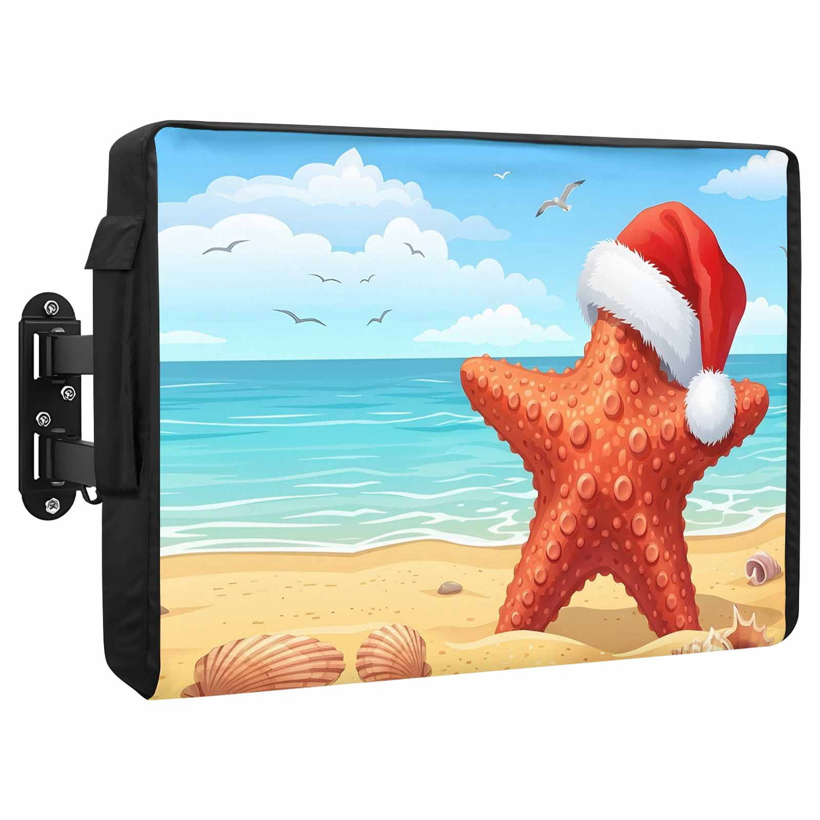 Christmas Beach Starfish Waterproof Outdoor TV Cover, Ocean Funny Red ...