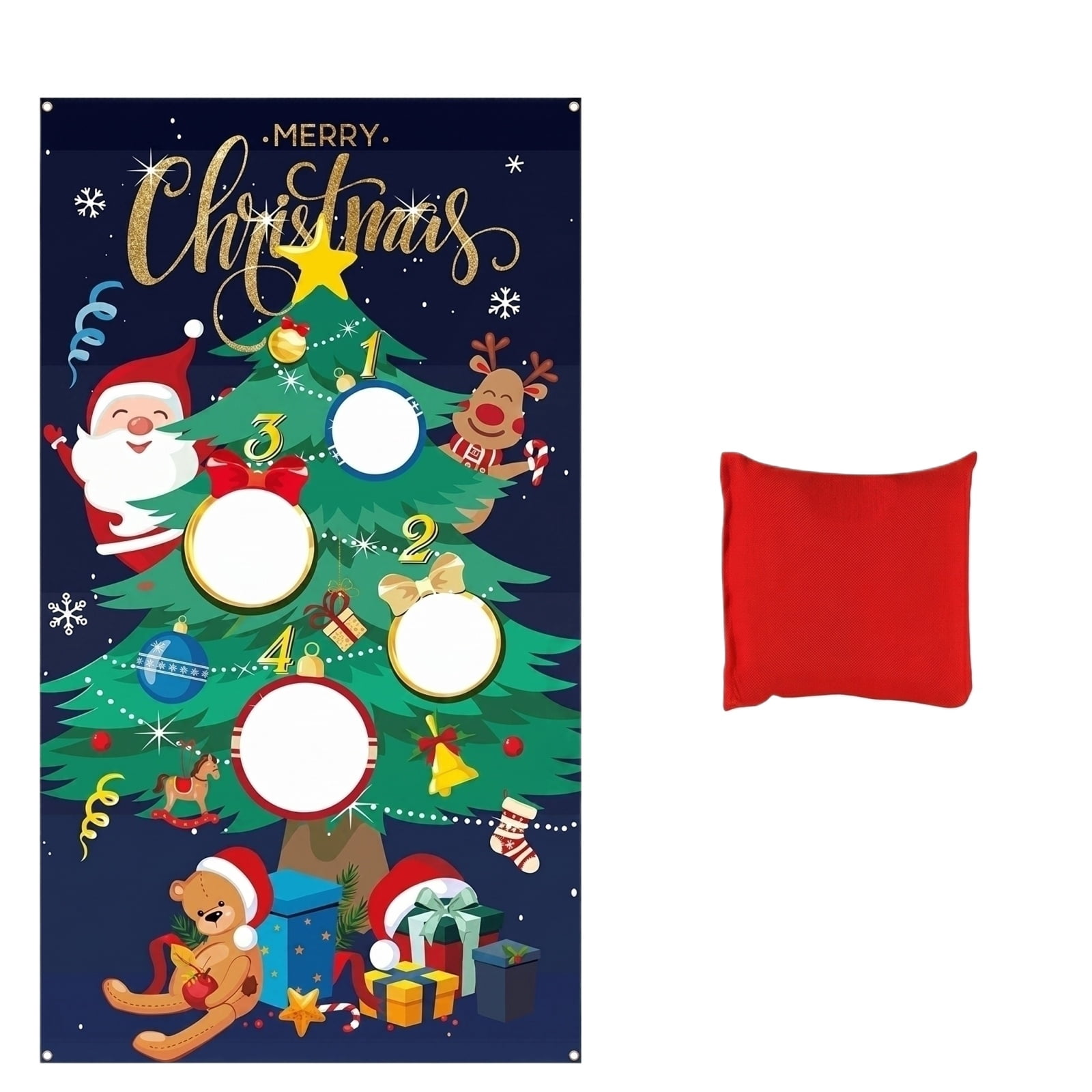 Christmas Bean Bag Toss Game Set, 3 Sand Bags 1 Hanging Banner, Holiday ...