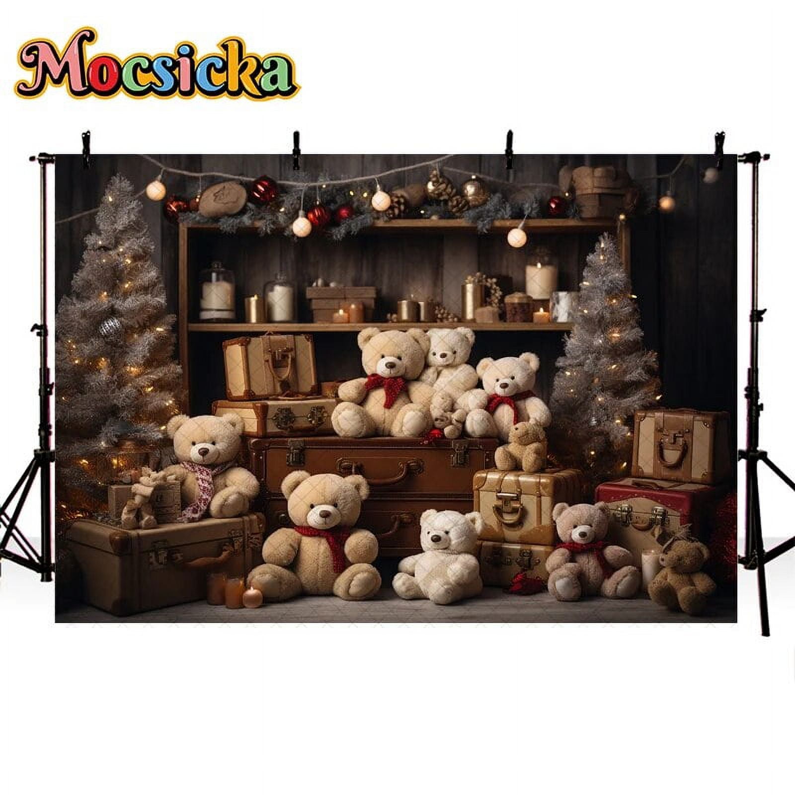 Christmas Bear Backdrop Photography Kids Portrait Holiday Party Photo ...