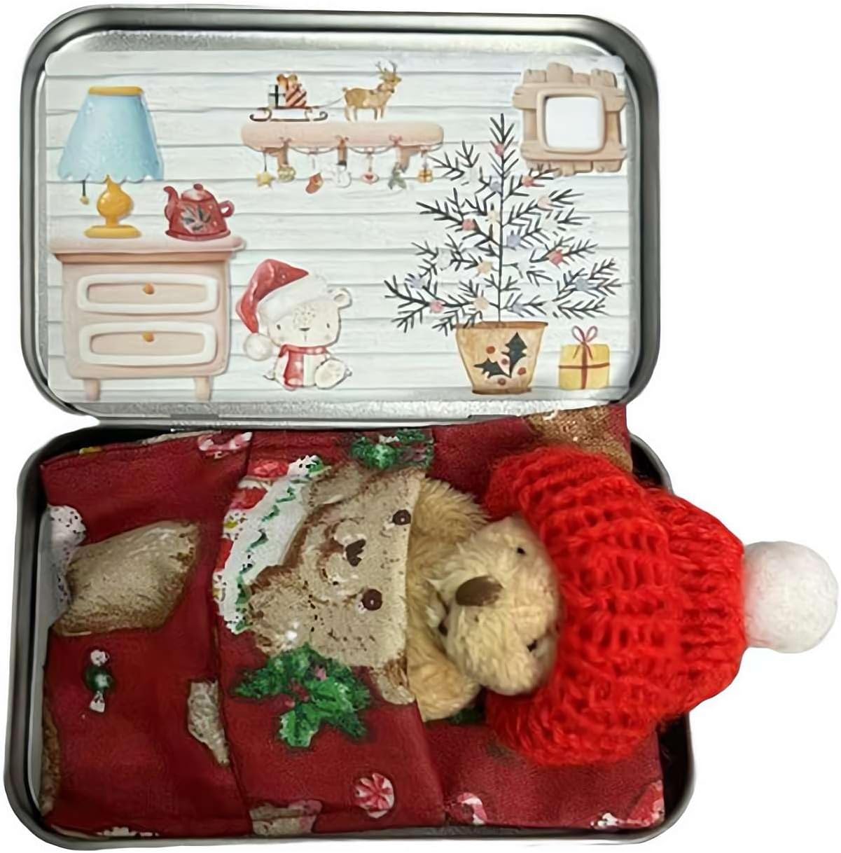 Christmas Bear in a Box, Little Pocket Bear with Blanket and Hat ...