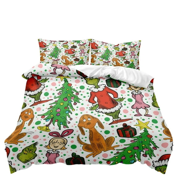 Christmas Bedding, Grinch Bedding, Grinch Comforter, Three Piece ...