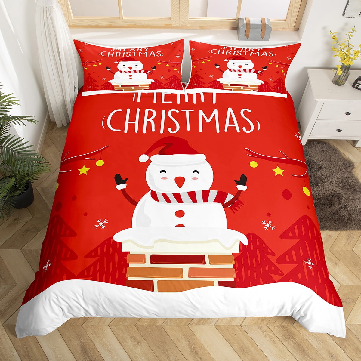 Christmas Bedding Set Snowman Festival Decor Comforter Cover Xmas Gifts ...