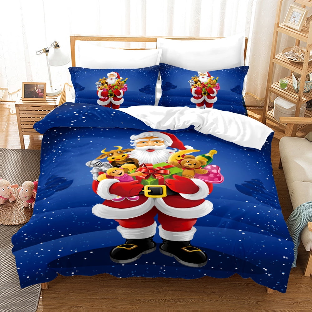 Christmas Bedding Sets Rustic Christmas Santa Tree Snowman Pattern ...