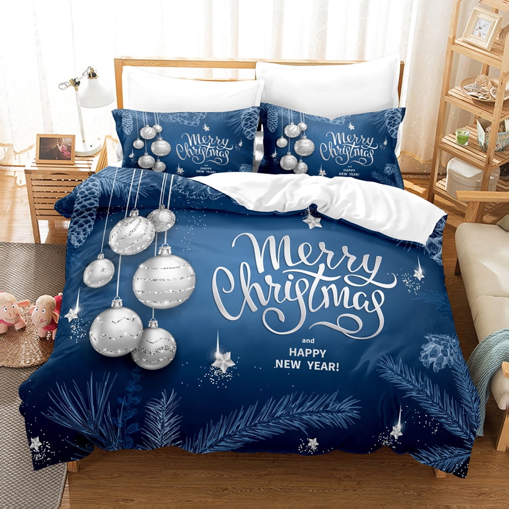 Christmas Bedding Sets Rustic Christmas Santa Tree Snowman Pattern ...