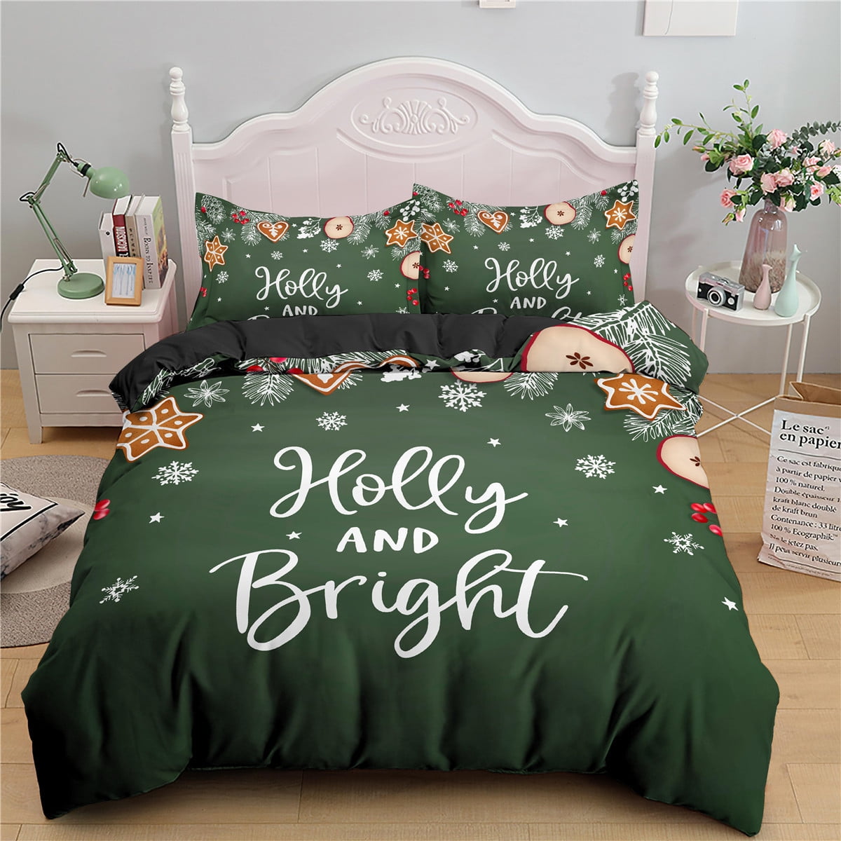 Christmas Bedding Sets Rustic Christmas Santa Tree Snowman Pattern ...
