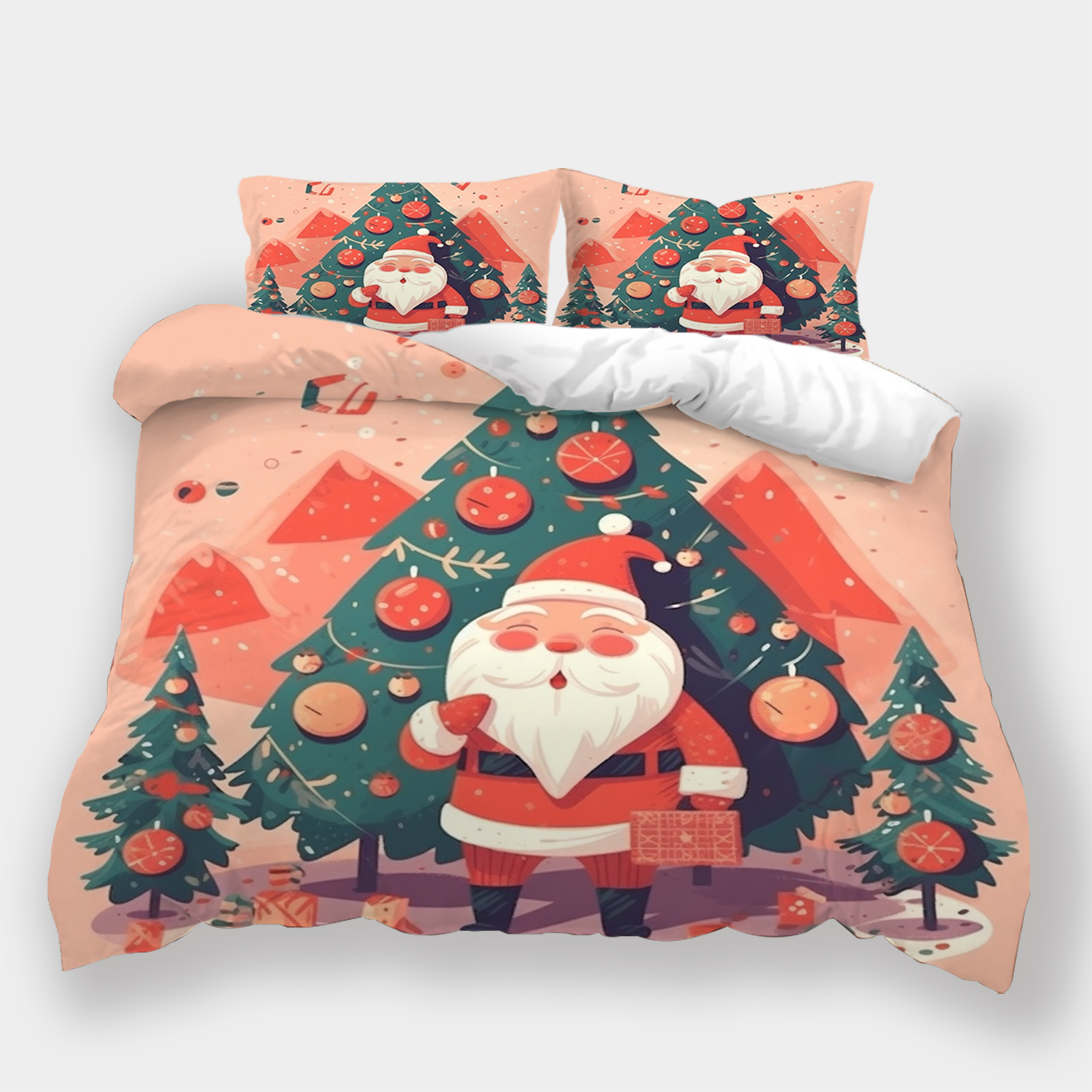 Christmas Bedroom Decor Children Cute Bedspreads Festival Cartoon Santa ...