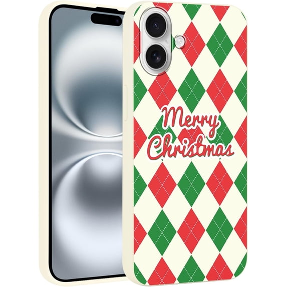 Christmas Beige Print Phone Case for iPhone 16 Plus 6.7", Aesthetics ...