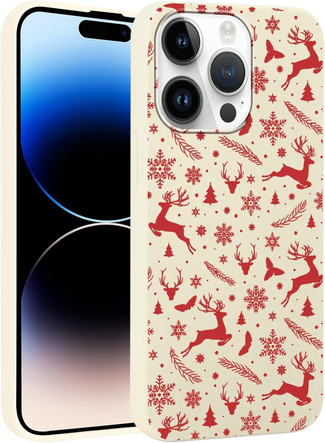 Christmas Beige Print Phone Case for iPhone 16 Pro 6.3", Aesthetics ...