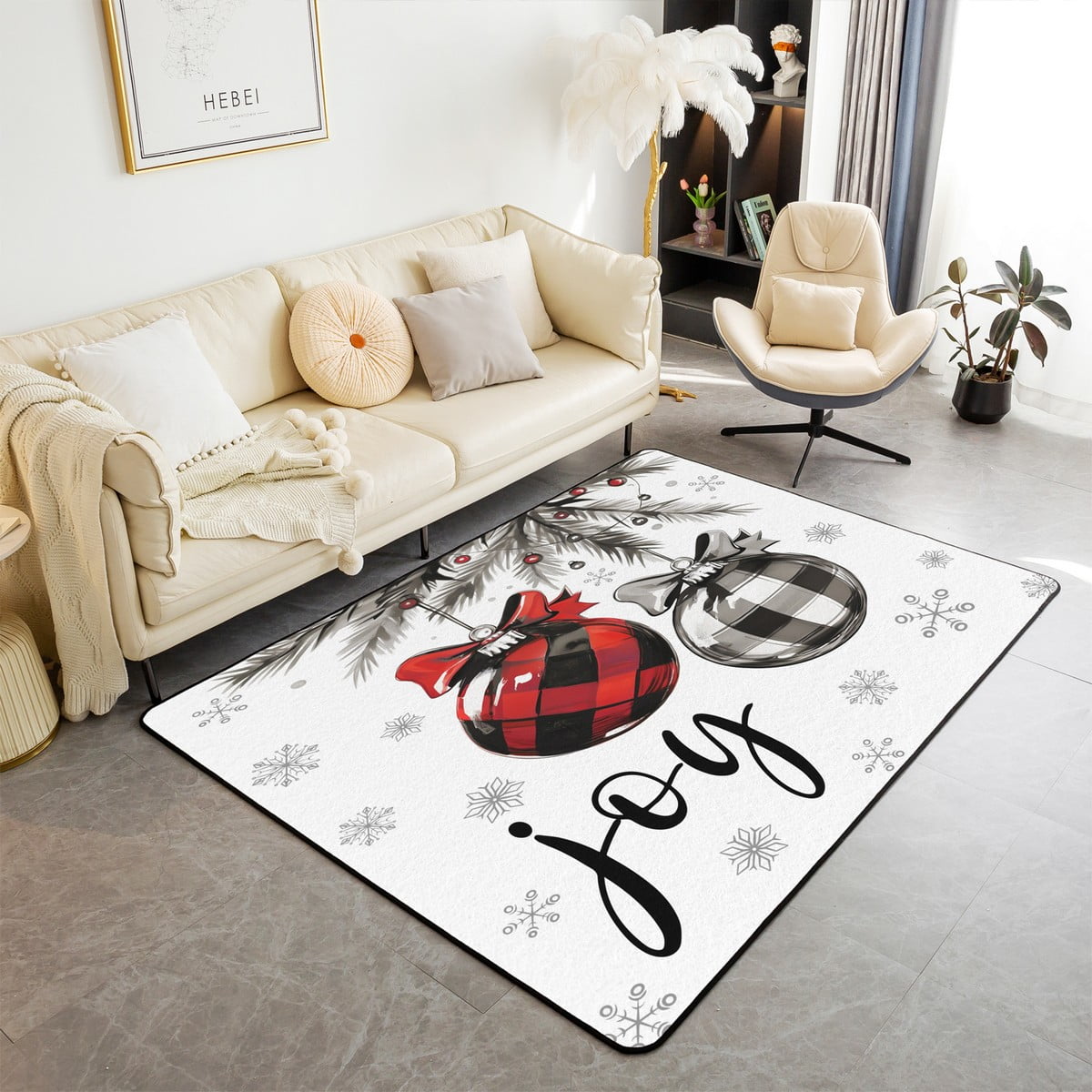 Christmas Bell Area Rug,Merry Christmas Bedroom Rug 3x5,Xmas Snowflake ...