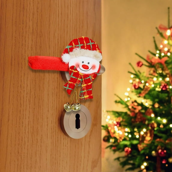 Christmas Bell Door Handle Ornaments Plush Snowman Reindeer Door ...