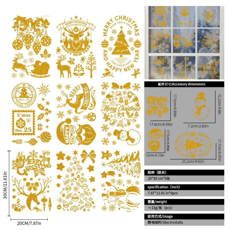 Christmas Bell Holiday Decorations Electrostatic Glass Stickers Mall ...
