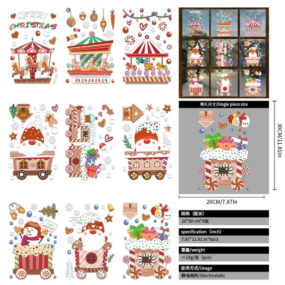Christmas Bell Holiday Decorations Electrostatic Glass Stickers Mall ...
