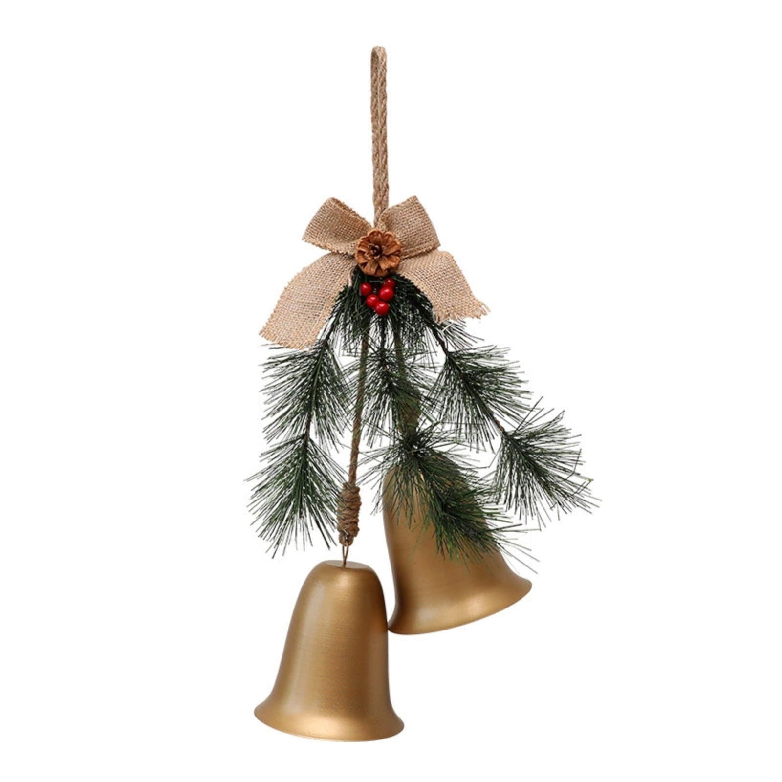 Christmas Bell Ornaments with Pine Needle and Pine Cones,Rustic Lucky ...