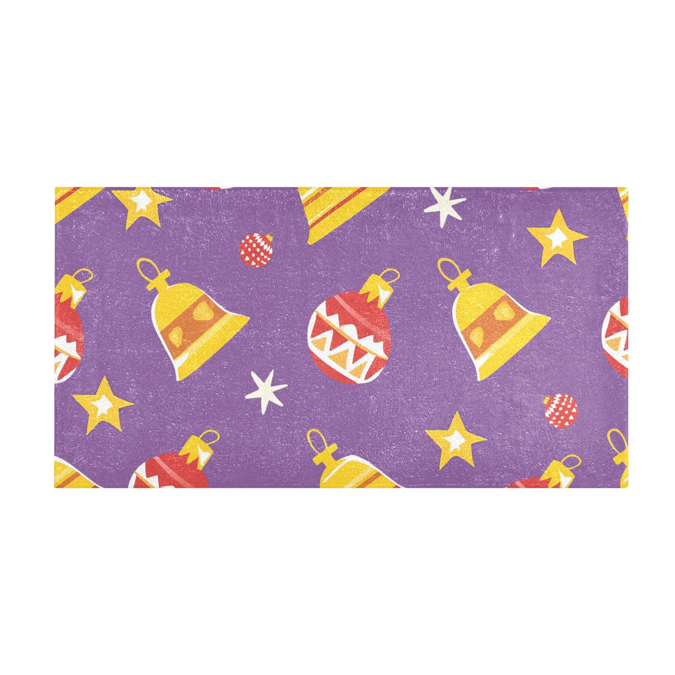 Christmas Bell Pattern Bath Mat 39x20 Inch Soft Absorbent Non-Slip ...