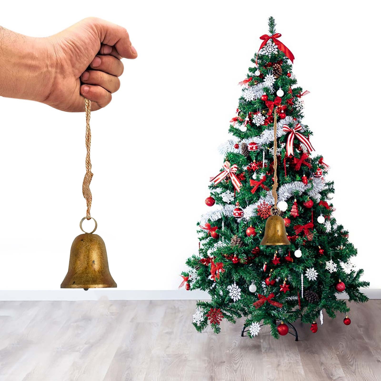 Christmas Bell Rope Trumpet Bell Shabby Style Metal Hanging Giant Cow ...