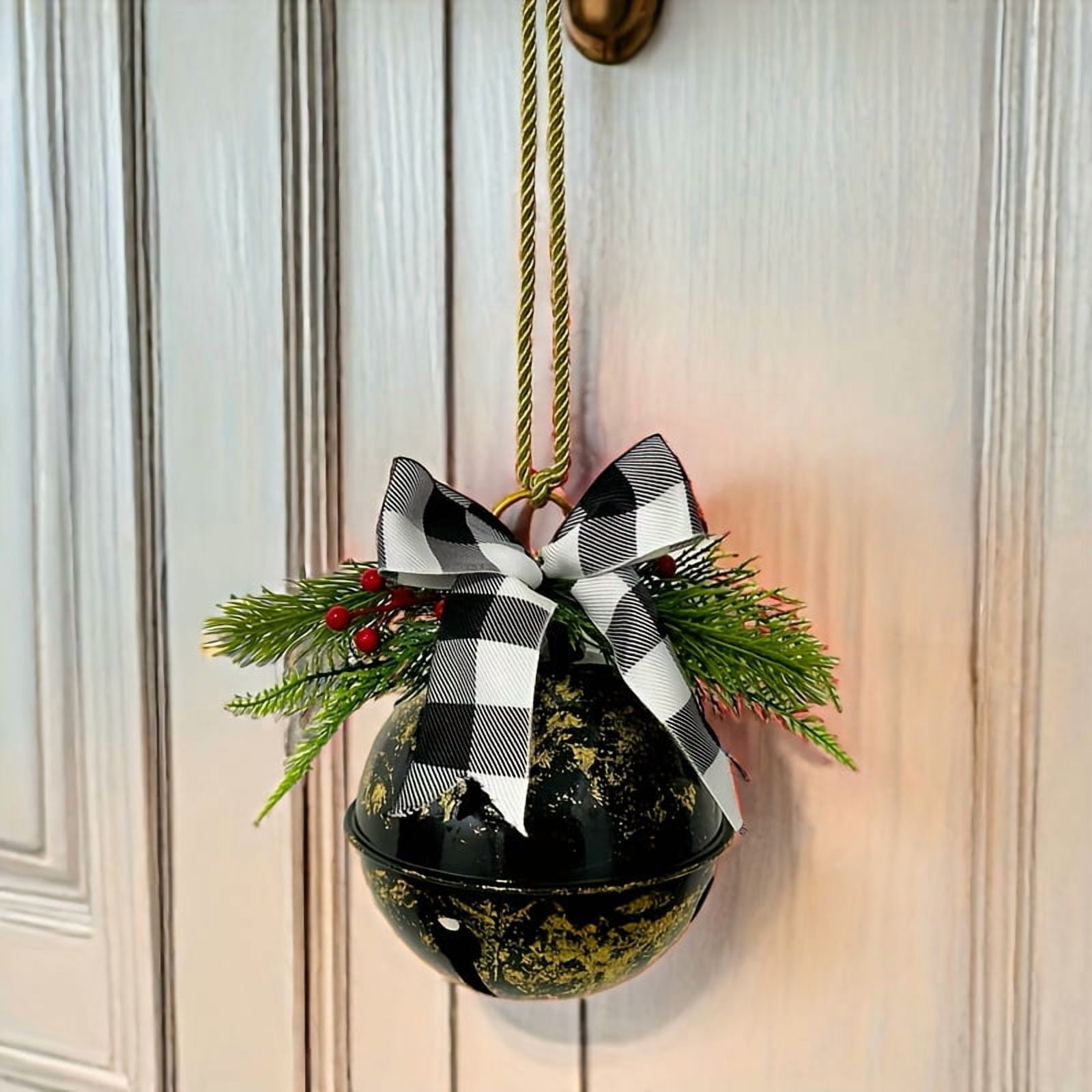 Christmas Bell With Bow Classic Round Design 1 Piece Holiday Decor ...