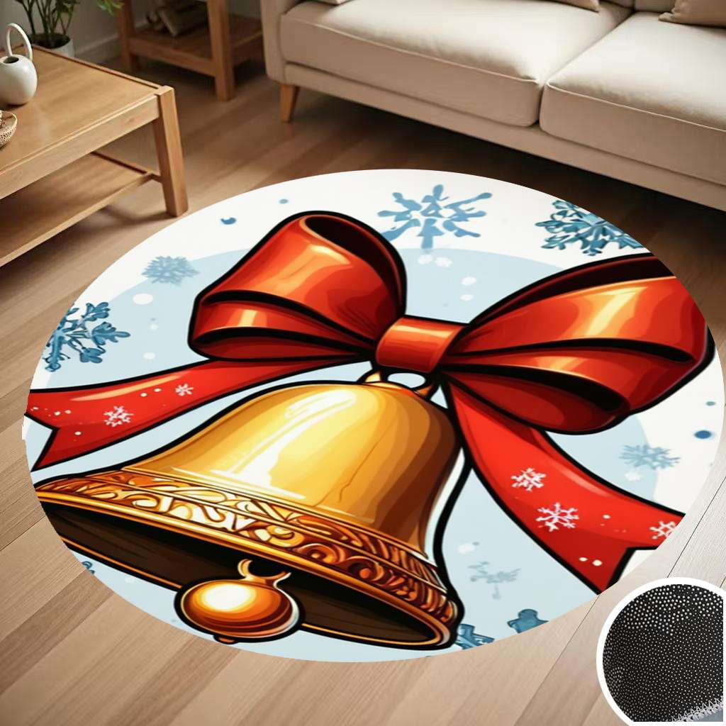 Christmas Bell With Red Bow Round Carpet Living Room Bedroom Home ...
