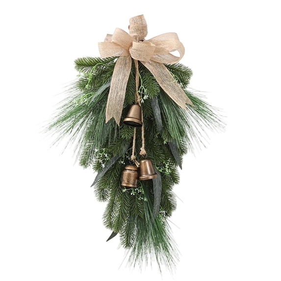 Christmas Bell Wreath 24 Inch with Decorative Bow And Berry, Lifelike ...