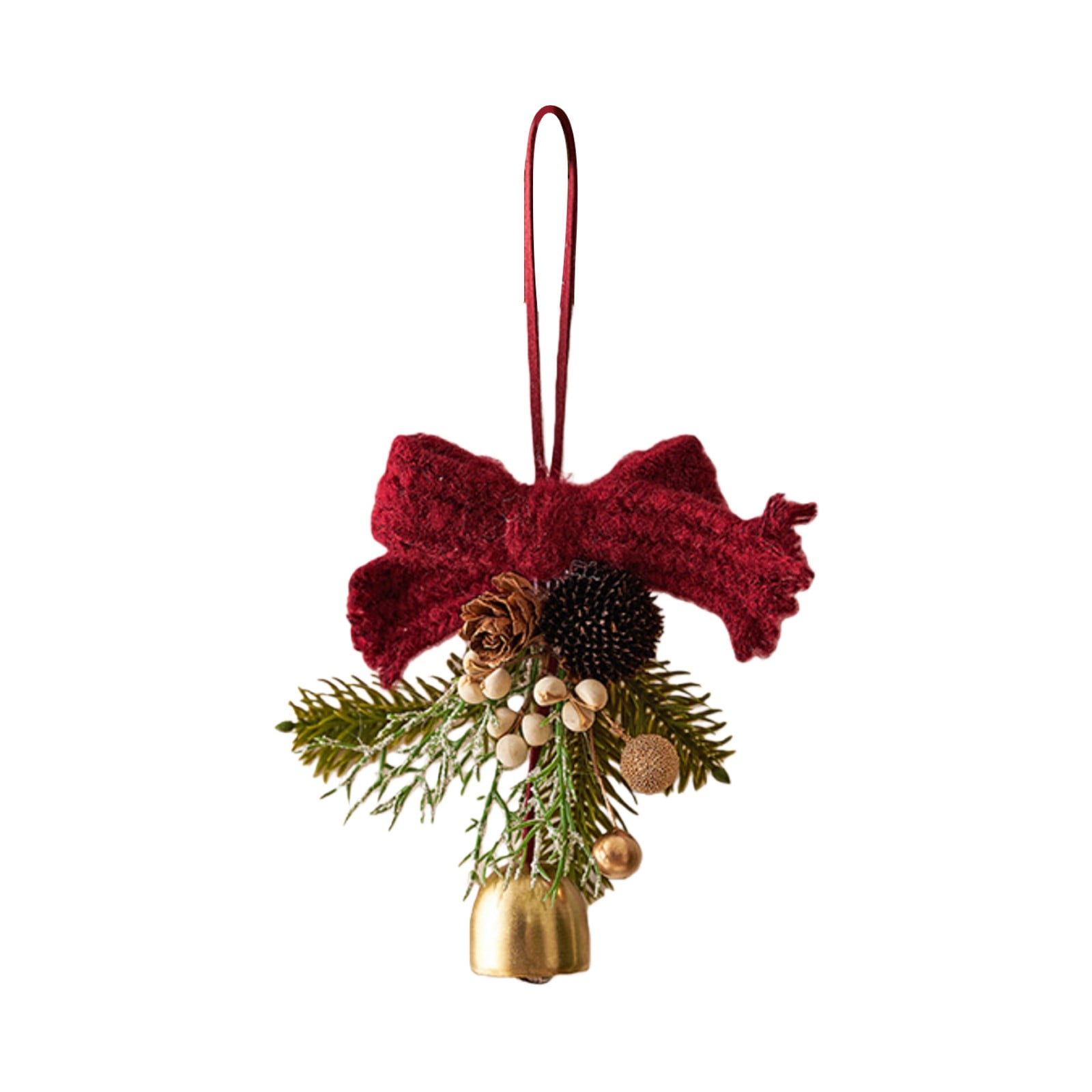 Christmas Bell Wreath ornament,Berry Pinecone Hanging Decor for ...