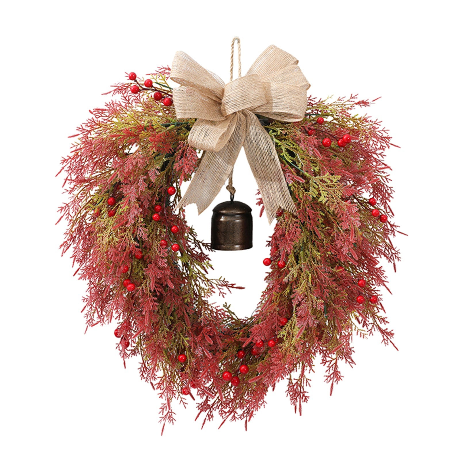 Christmas Bell Wreaths Hand Held Fabric Linen Bows Christmas Door ...