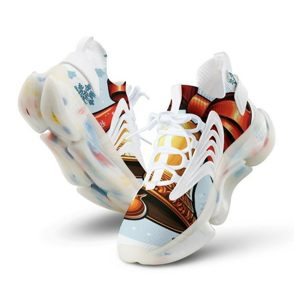 Christmas Bell with Red Bow Walking Shoes for Men Woman Lightweight ...