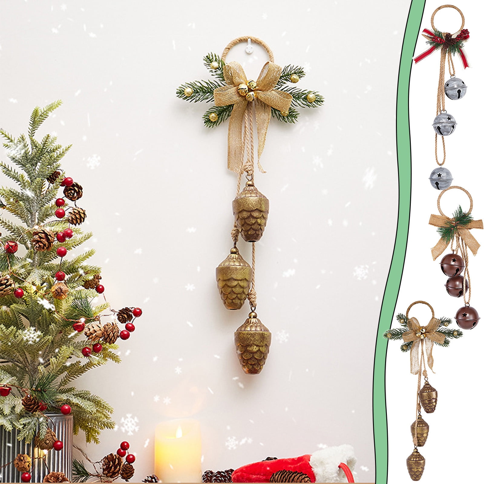 Christmas Bells Decorations | Metal Iron Holiday Bells for Tree Wall ...