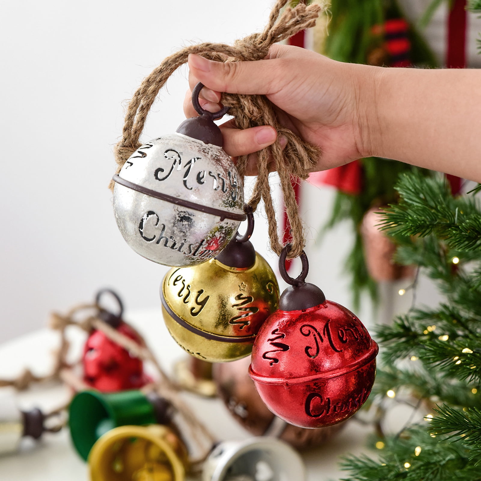 Christmas Bells Ornament Rustic Iron Jingle Bells Christmas Hanging ...
