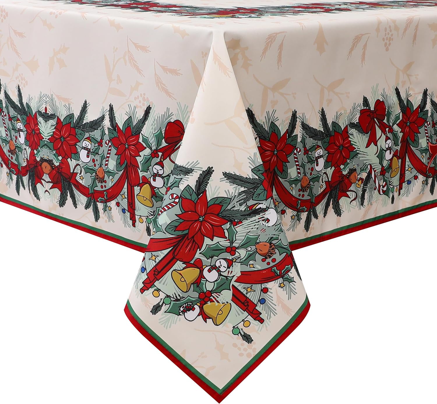 Christmas Bells Snowman Design Tablecloth Water Resistant and Easy ...