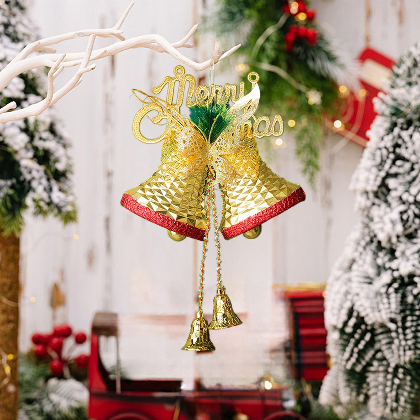 Christmas Bells Tree Hanging Decoration, Santa Claus PVC Ornament ...
