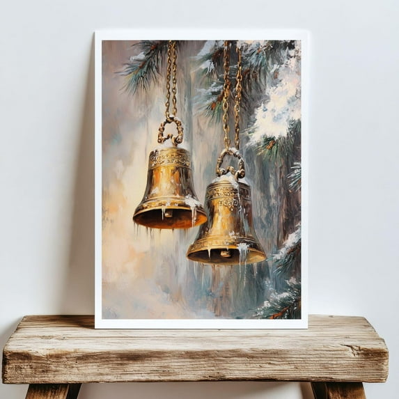 Christmas Bells Wall Art, Vintage Holiday Decor, Winter Printable Art ...