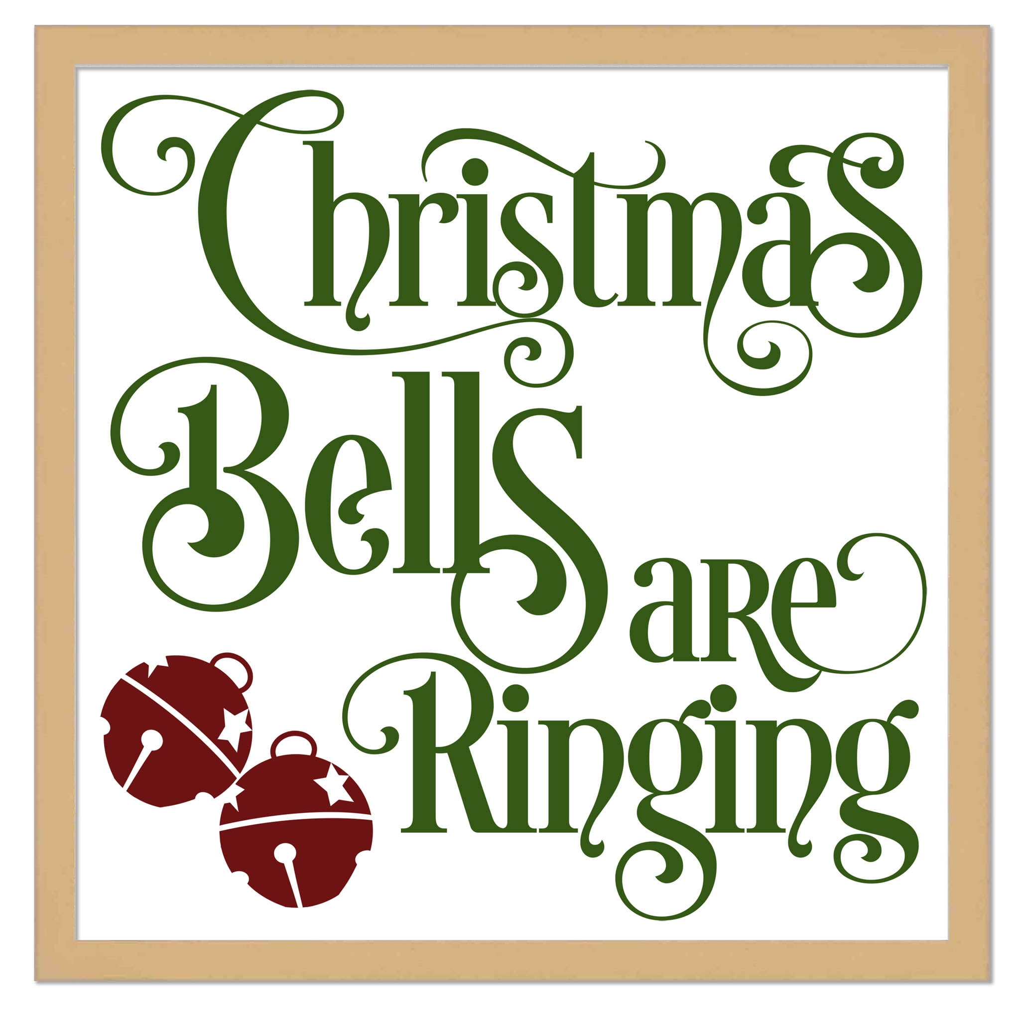 Christmas Bells are Ringing 9.5" x 9.5" Framed Christmas Wall Decor Art ...