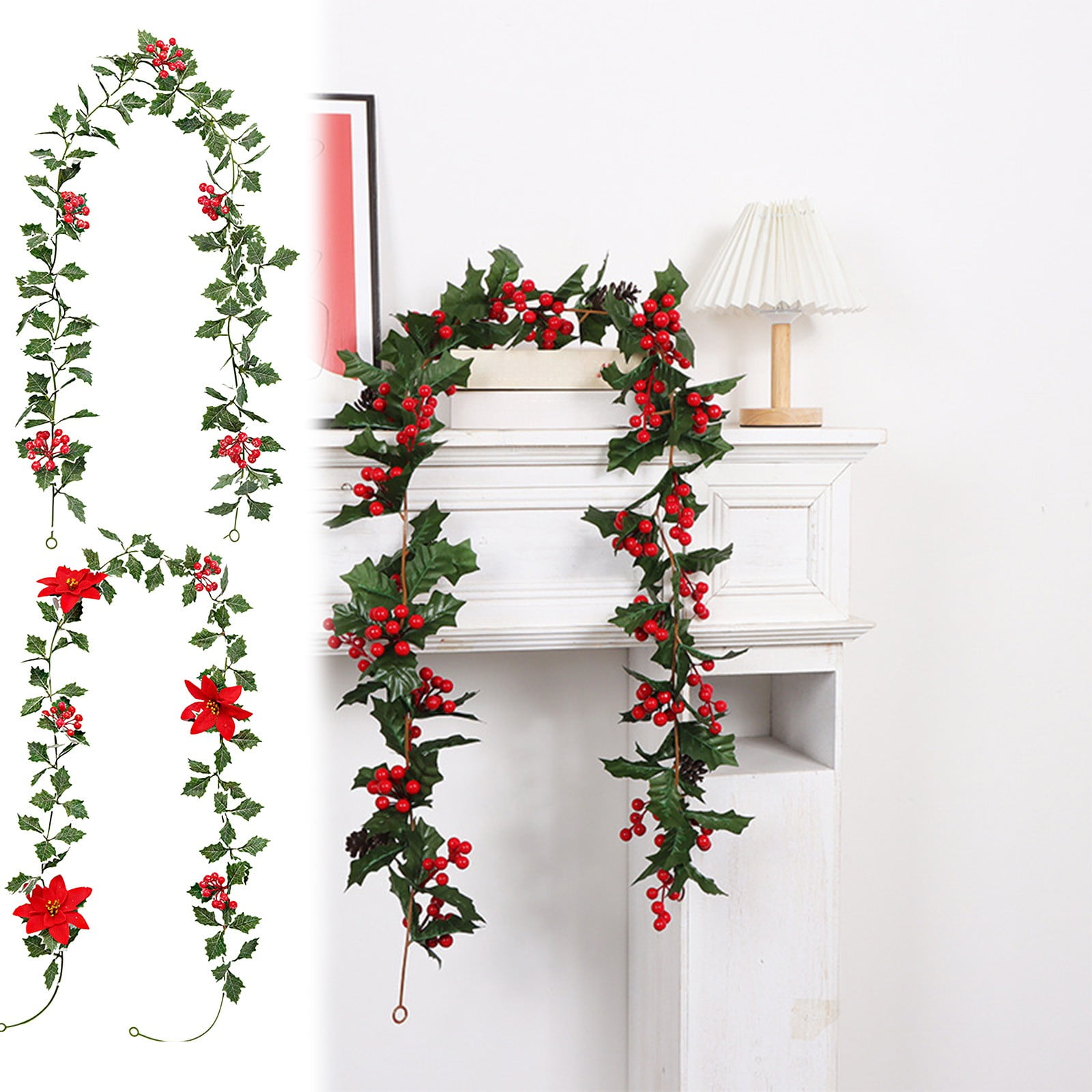 Christmas Berries Rattan Under 5 ! Kadlawus Simulation Flower Rattan ...