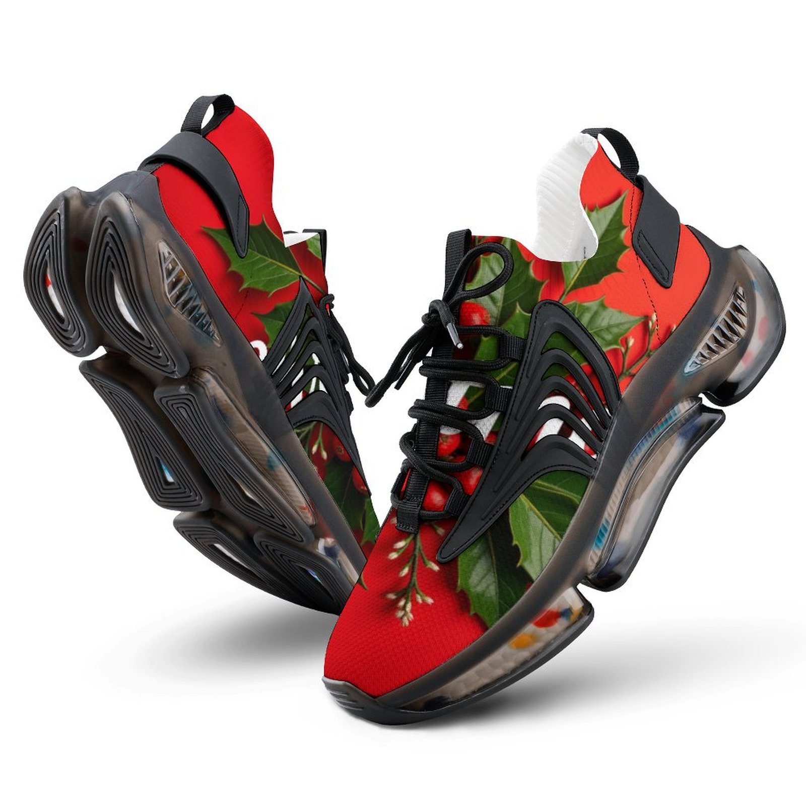 Christmas Berries on Red Walking Shoes for Men Woman Lightweight Tennis ...